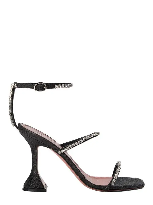 Amina Muaddi Gilda Crystal-embellished Glittered Sandals - Black