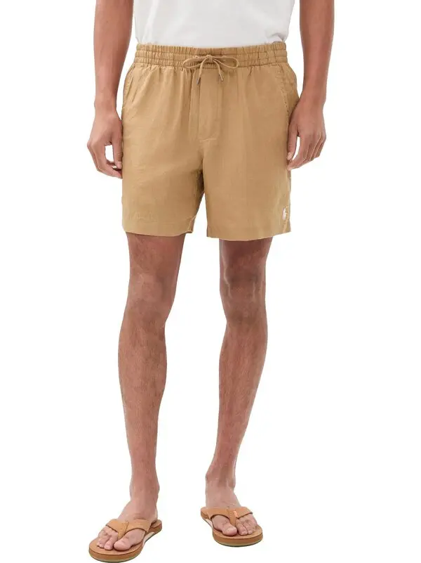 Polo Ralph Lauren Linen Pull On Prepster Shorts - Cafe Tan