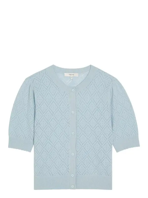 FRAME Pointelle Cashmere Blouse - Light Blue