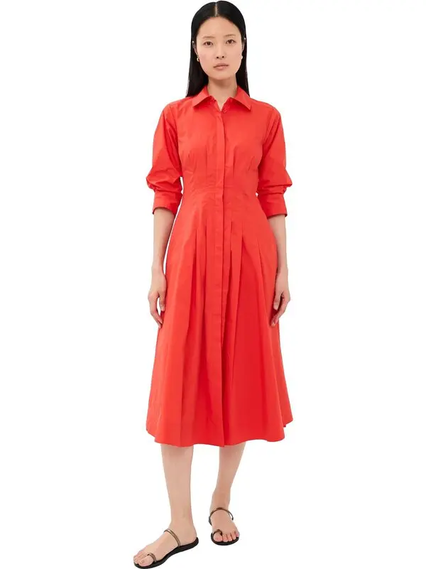 Simkhai Jazz Pintuck Midi Dress - Lobster