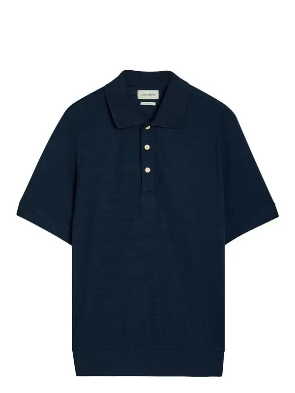 Oliver Peoples Glendale Fine-knit Polo Shirt - Navy