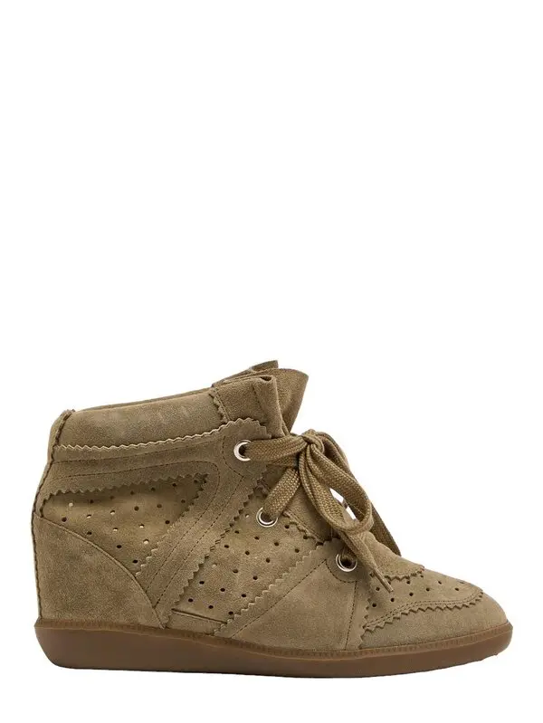 Isabel Marant Bobby 50 Perforated Suede Wedge Sneakers - Brown