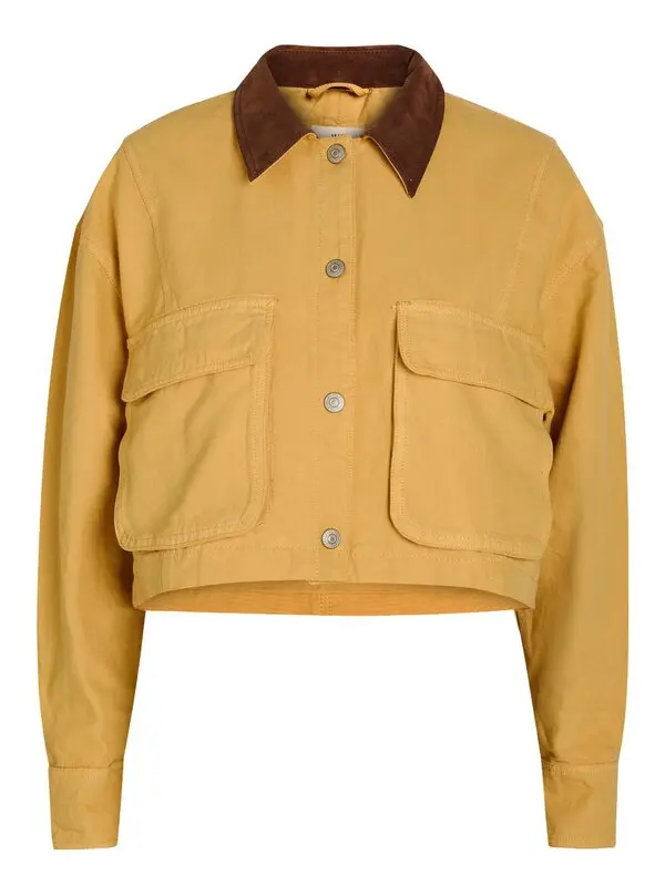 Free People Martha Cropped Cotton-twill Jacket - Yellow