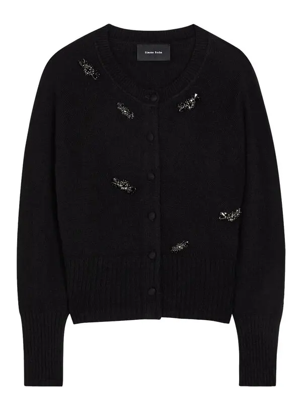 Simone Rocha Embellished Cashmere Cardigan - Black