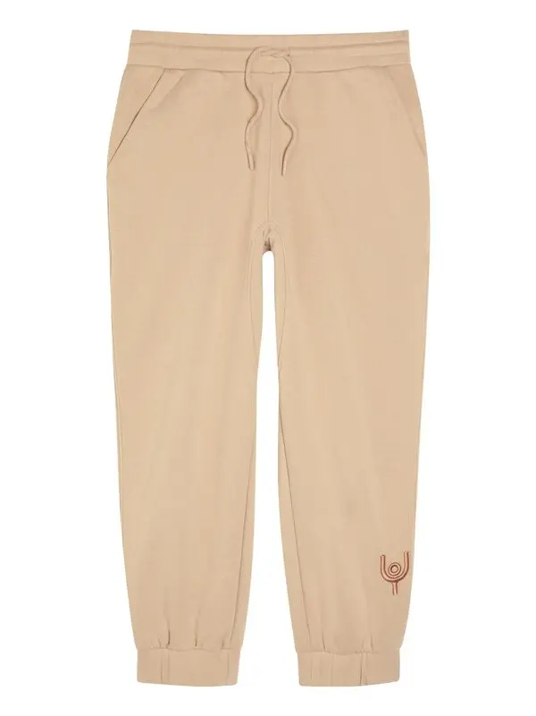 NOW YOU LIVE Magna Logo-embroidered Cotton-blend Sweatpants - Beige