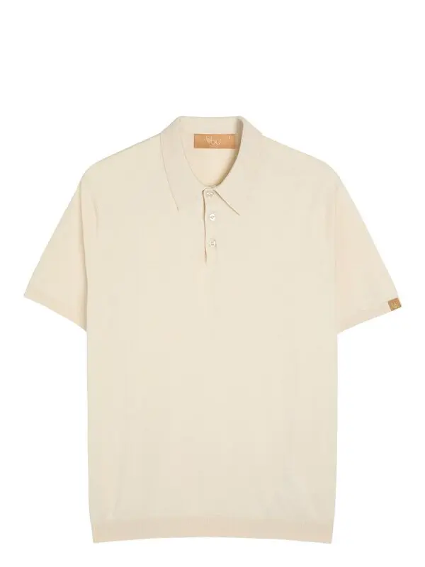 NOW YOU LIVE Pickwell Fine-knit Cotton Polo Shirt - Ecru