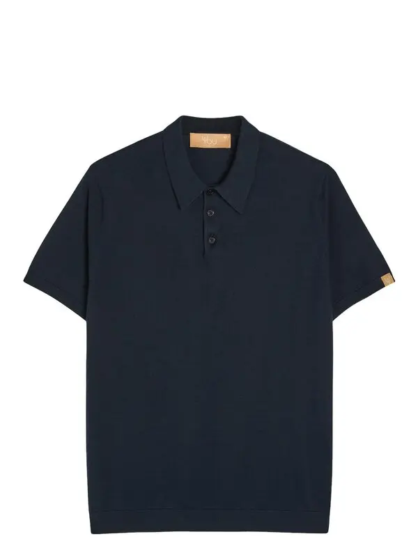 NOW YOU LIVE Pickwell Fine-knit Cotton Polo Shirt - Navy