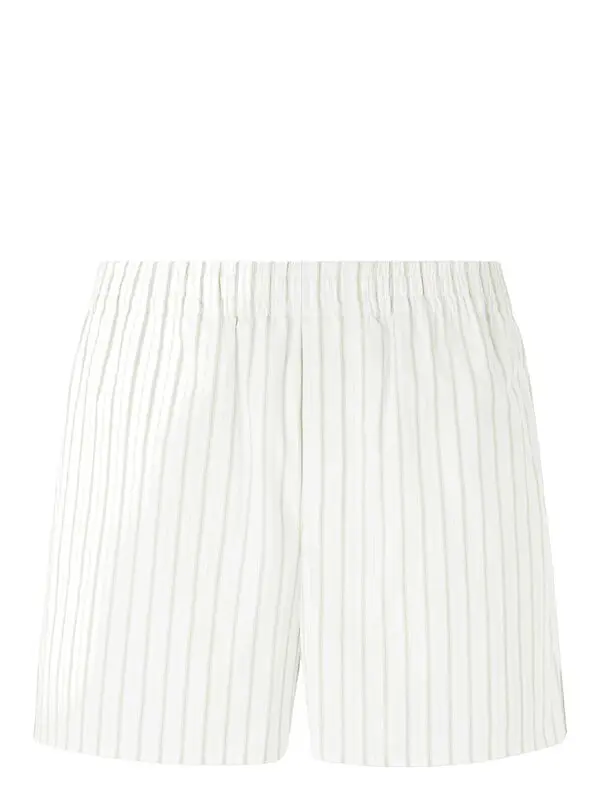 Ami Striped Straight-leg Cotton Shorts - White