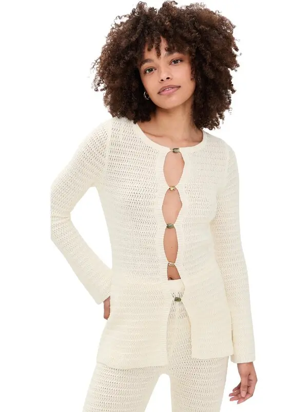 4TH & RECKLESS Geri Embellished Knit Top - Cream