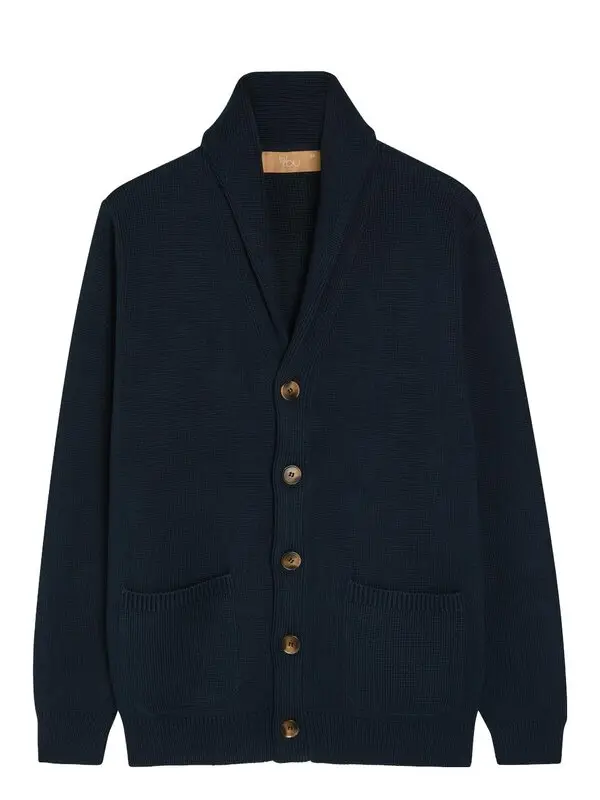NOW YOU LIVE Carlton Cotton Cardigan - Navy