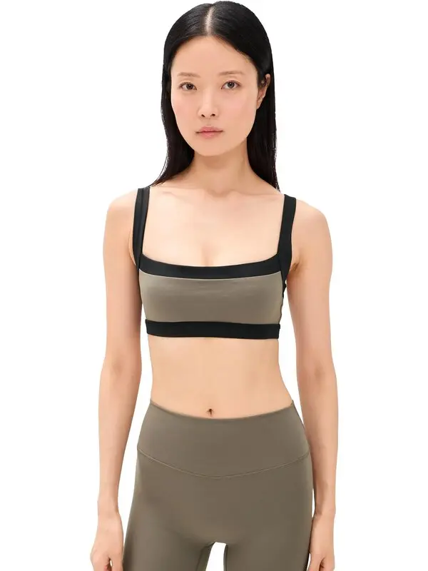 FORM Square Neck Sports Bra - Walnut/black