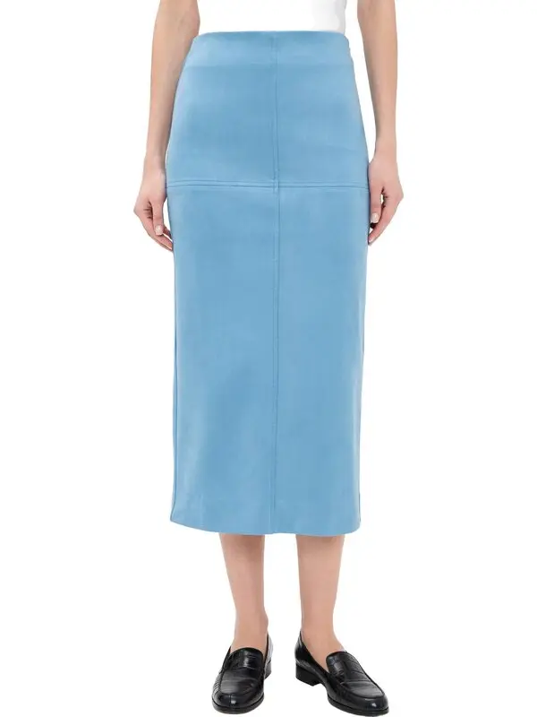 English Factory Paneled Faux Suede Midi Skirt - Slate Blue