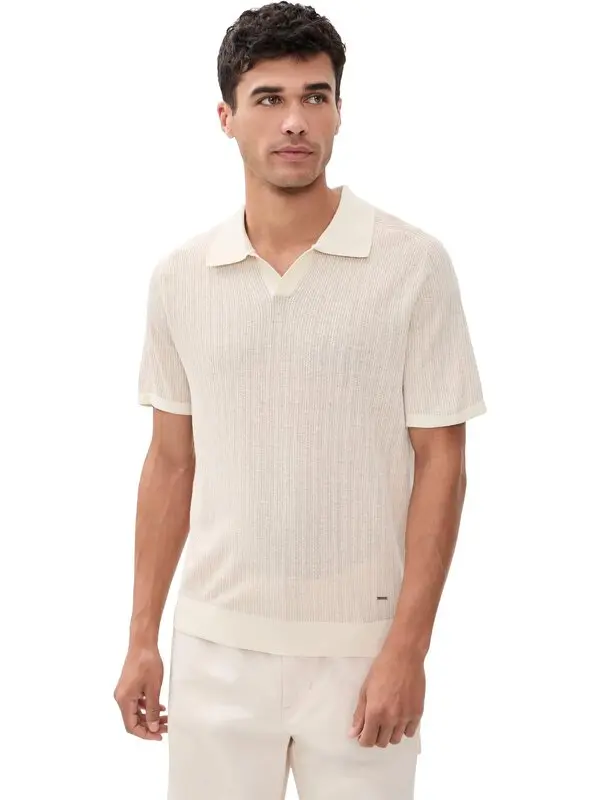 Simkhai Radcliffe Knit Polo - Off White Multi