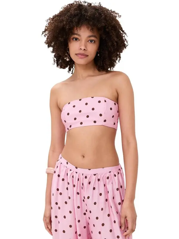 SEVEN WONDERS Klea Strapless Top - Musk/choc Polka