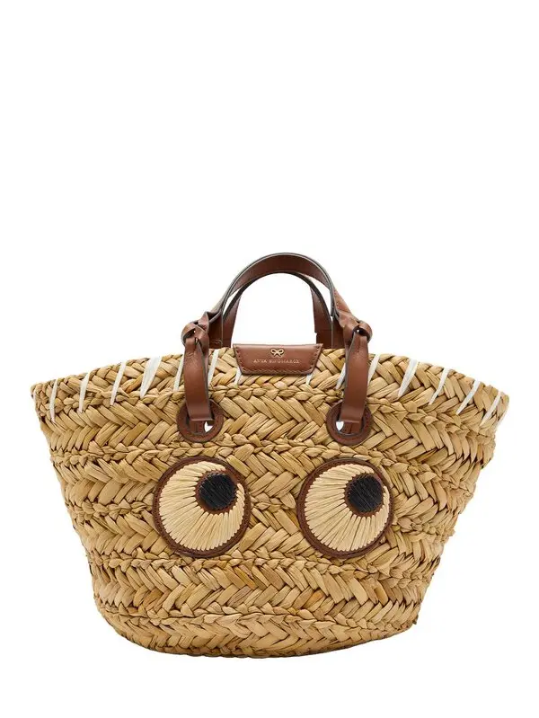 ANYA HINDMARCH Seagrass Eyes Raffia Basket Bag - Natural
