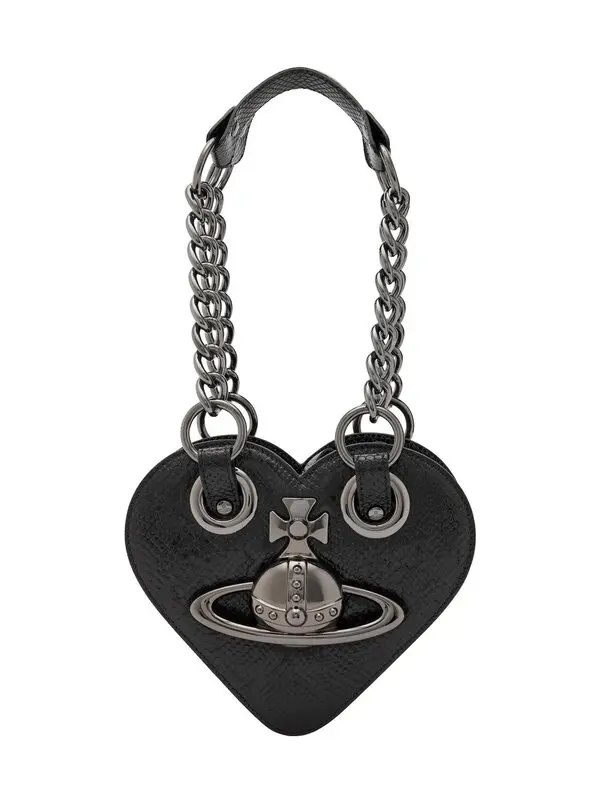 VIVIENNE WESTWOOD Juliet Heart Snake-effect Leather Shoulder Bag - Black