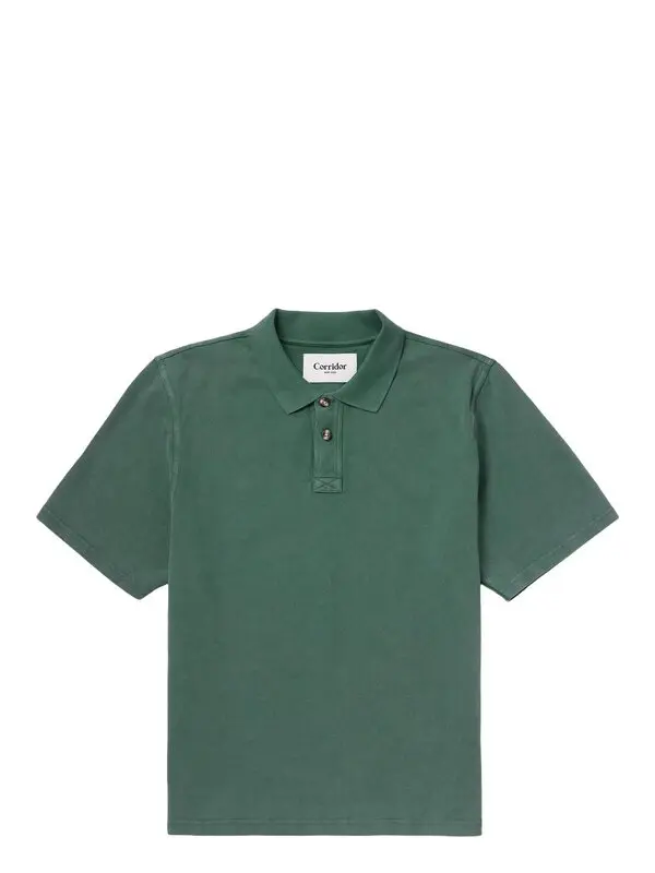 CORRIDOR Garment-dyed Cotton-piqué Polo Shirt - Green