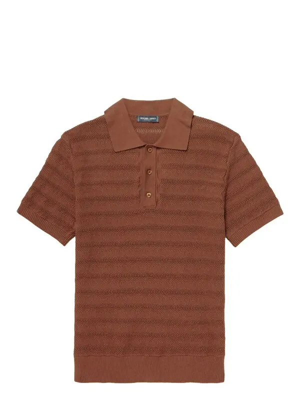 Frescobol Carioca Vidal Open-knit Cotton Polo Shirt - Brown
