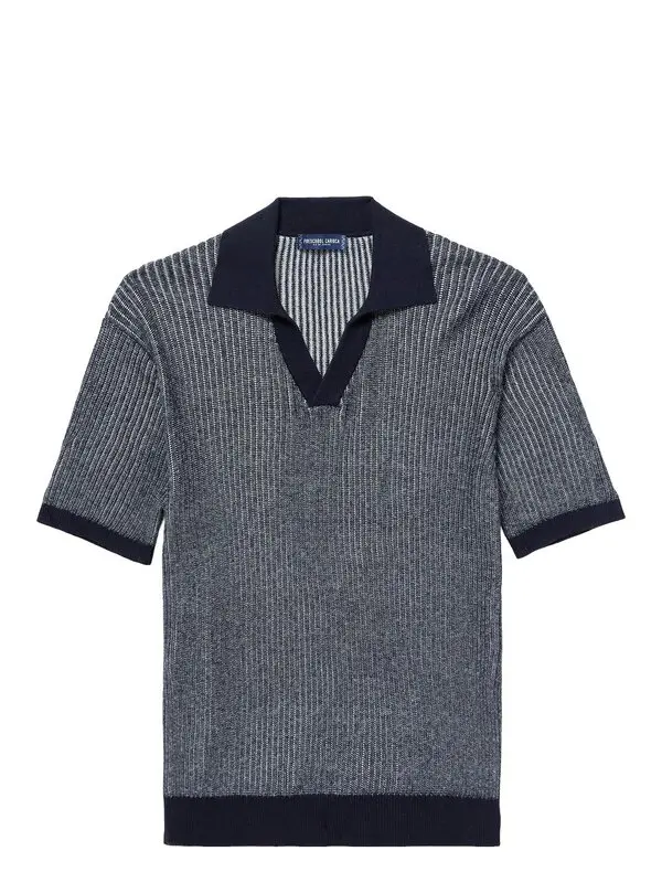 Frescobol Carioca Rino Ribbed-knit Cotton-blend Polo Shirt - Blue