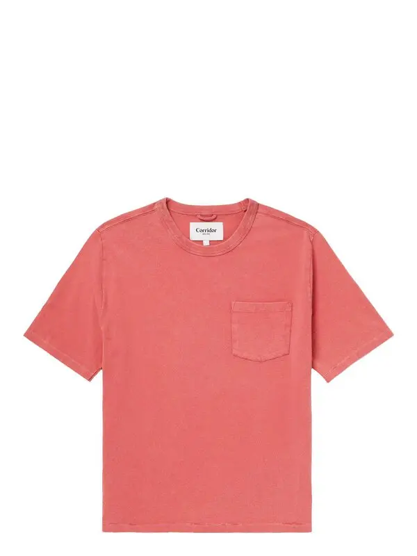 CORRIDOR Garment-dyed Cotton-jersey T-shirt - Red