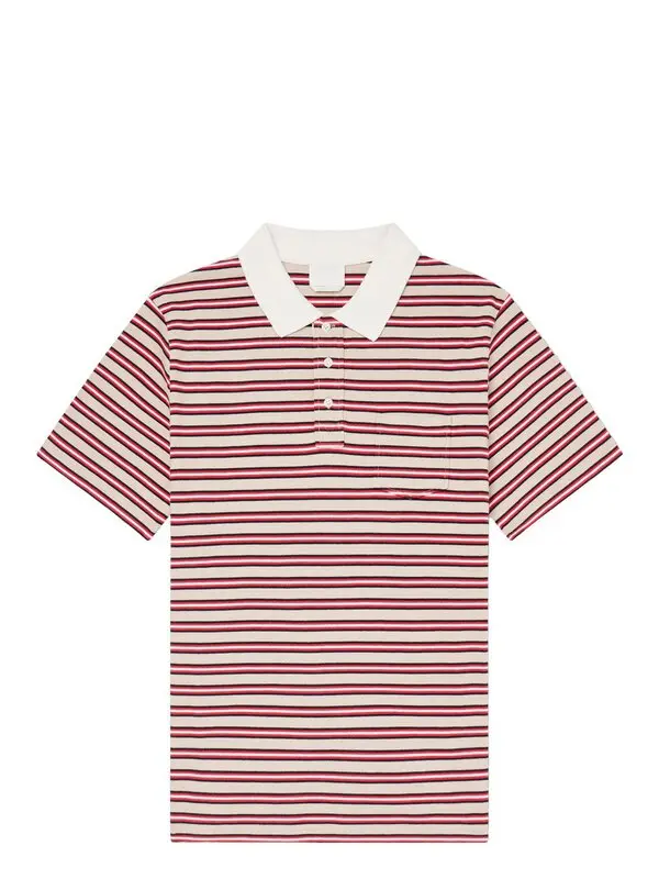 A.p.c. Oscar Logo-embroidered Striped Organic Cotton-piqué Polo Shirt - Red