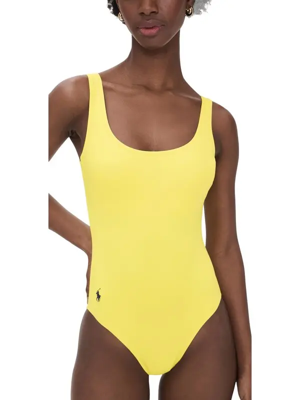 Polo Ralph Lauren Logo Patch One Piece Swimsuit - Yellow