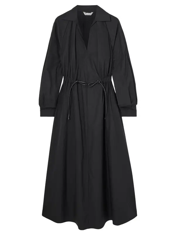 Max Mara Drawstring Cotton Maxi Shirt Dress - Black