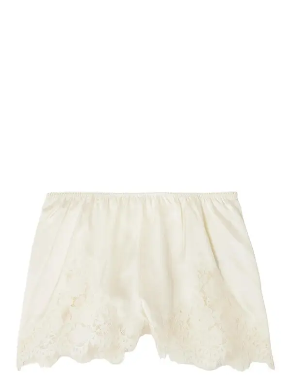 DÔEN Iona Lace-trimmed Silk-satin Shorts - Neutrals