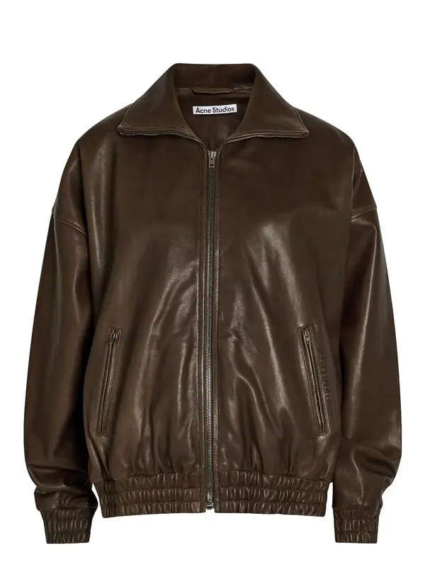 Acne Studios Leather Jacket - Dark Brown
