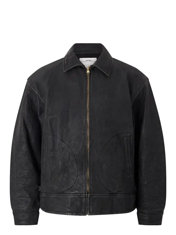 Visvim Strato Textured-leather Jacket - Black