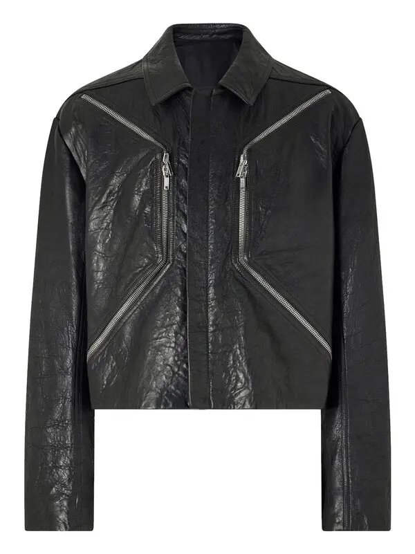 Rick Owens Temple Heizer Mac Textured-leather Jacket - Black