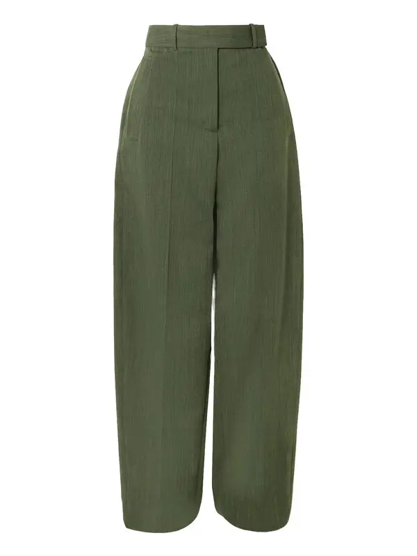 JOSEPH Zen Wool-twill Straight-leg Pants - Green