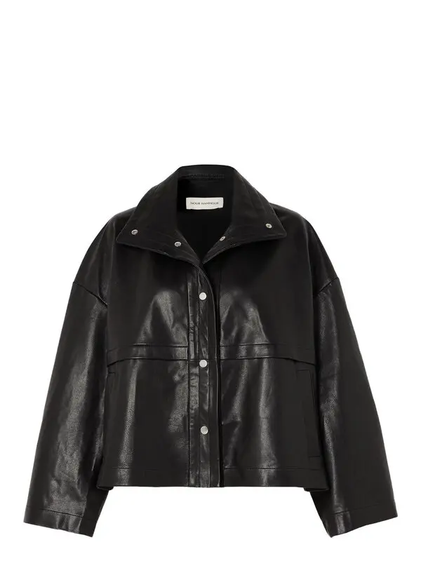 Nour Hammour Park Oversized Textured-leather Jacket - Black