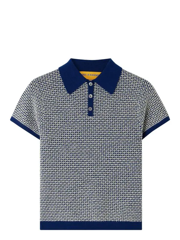 Guest In Residence Cashmere-piqué Polo Shirt - Blue