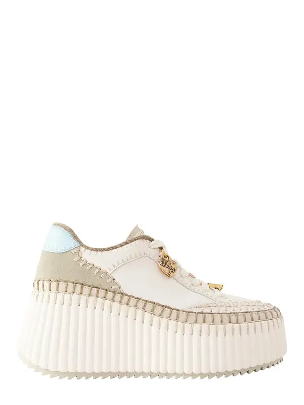 Chloé Nama Patchwork Suede-trimmed Leather Platform Sneakers - White