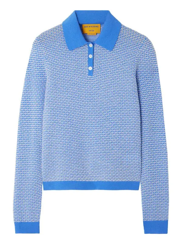Guest In Residence Cashmere-piqué Polo Shirt - Blue
