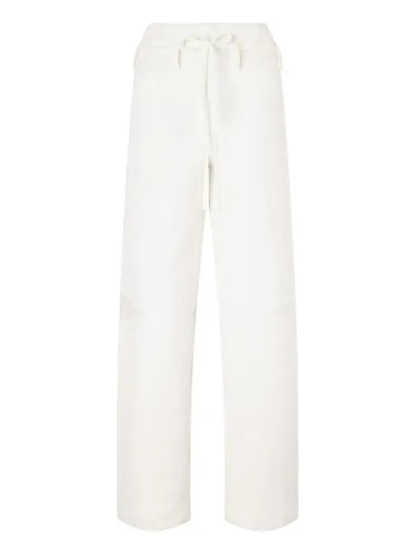 Tory Burch Belted Cotton-jacquard Wide-leg Pants - White