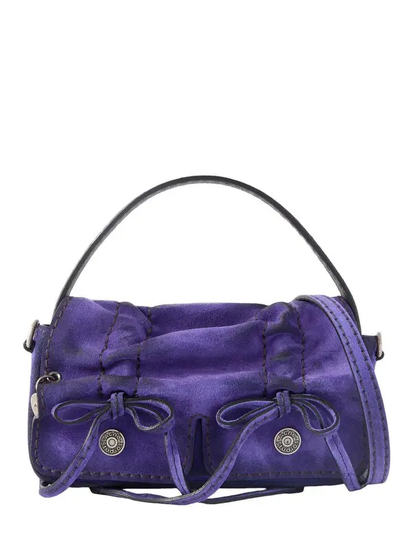 Acne Studios Micro Distressed Suede Shoulder Bag - Purple
