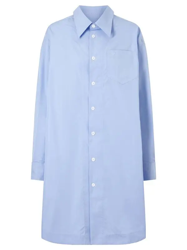Ami Embossed Cotton-poplin Shirt Dress - Blue
