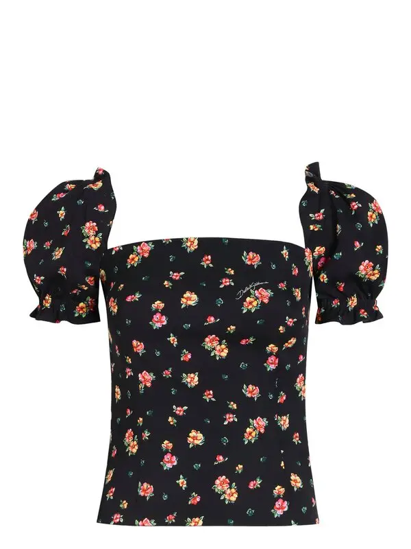 Dolce & Gabbana Small Floral-print Charmeuse Top - Multicolor