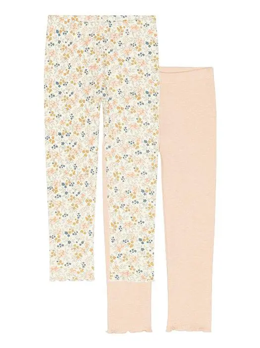 RYLEE + CRU Ribbed Legging Set In Beige,blush - Flower Field & Heathered Blush