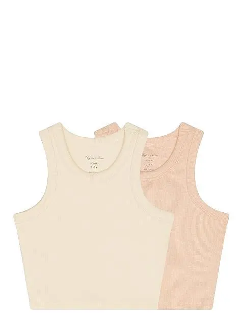 RYLEE + CRU Ribbed Tank Set - Shell & Heathered Blush