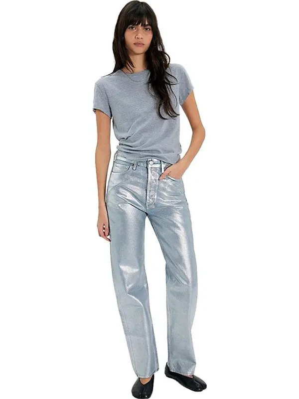 AGOLDE 90s Metallic Jeans - Tin Foil