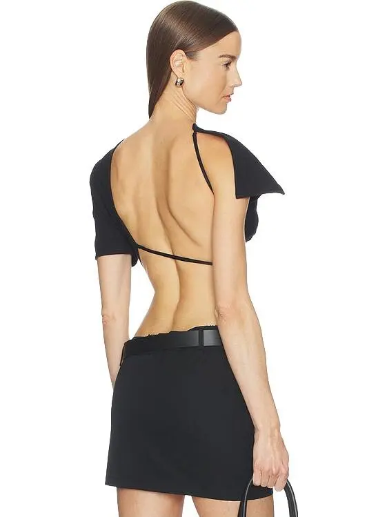 JADE CROPPER Open Back T-shirt - Black