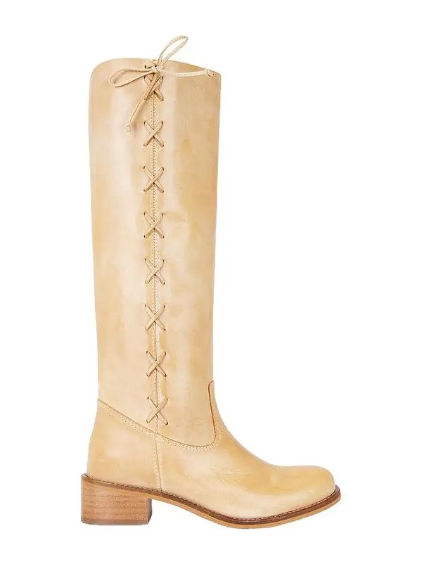 DICO COPENHAGEN Ann Gaucho Boot With Side Laces - Light Tan