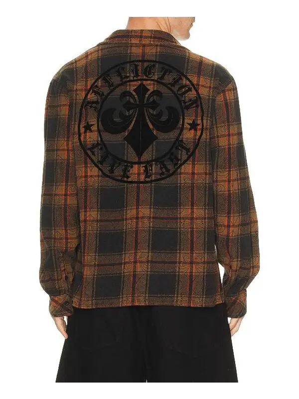 AFFLICTION Live Fast Flannel Shirt In Black,brown - Black & Brown Multi
