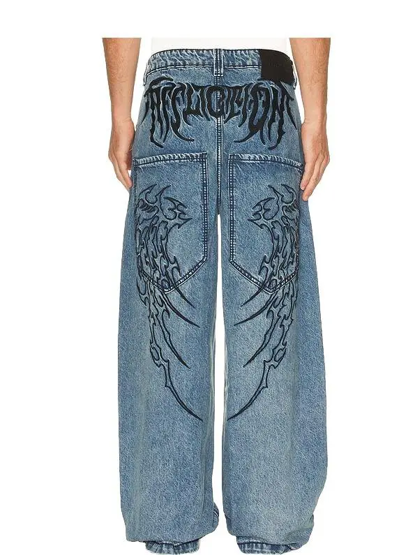 AFFLICTION Tribal & Wings Denim Pants - Stonewash