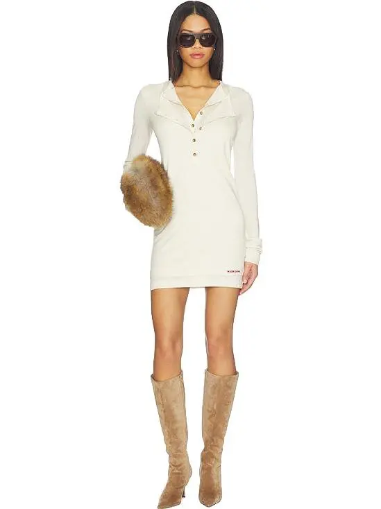MARKGONG Sheath Henley Neckline Dress - White