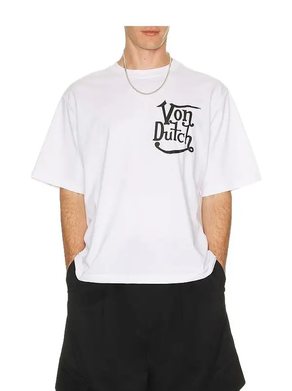 VON DUTCH Short Sleeve Boxy Crop Tee In White - Bright White