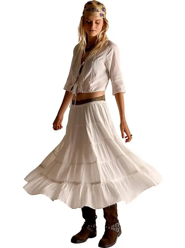 Free People Bright Side Midi Skirt Set - Tofu